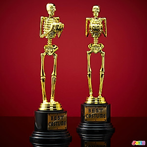 JOYIN 2 PCS Halloween Trophy Awards Best Costume Skeleton 11.25 X 3.5 for Halloween Medals Party Favor Prizes, Trick or Treat, Costume Contest Trophy, School Classroom Rewards, Treats for Kids