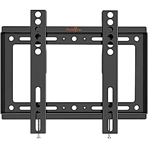 Perlegear Low Profile Fixed TV Wall Mount Bracket for Most 17-42 Inch LED LCD OLED Flat Curved Screen TVs, Ultra Slim and Space Saving TV Mount with Max VESA 200 x 200mm and 66 lbs, Fits 8 Inch Studs