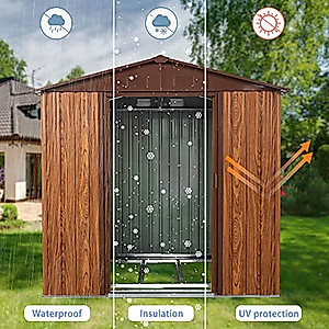 KELRIA 6 x 4 FT Outdoor Storage Shed, Metal Outside Sheds/Outdoor Storage with Sliding Doors and Vents, Steel Garden Shed Outdoor Utility Tool Shed with Pent Roof for Backyard Patio Garden Lawn, Grey
