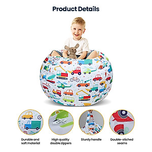 Bean Bag Chair for Kids Stuffed Animal Storage Beanbag Chairs,Toddler Toy Storage Organizer for Girls and Boys,32'' Cover（No Filling) Only