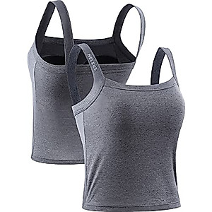 NELEUS Women's 3 Pack Compression Athletic Tank Top with Bra,8088,Black/Grey/red,Medium