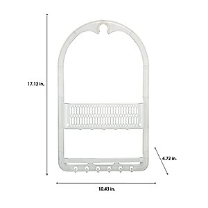 Bath Bliss Molded Shower Caddy | Bathroom Storage | Hangs Over Shower Head | 6 Accessory Hooks | Holds Razors | Washcloths | Accessories | Suction Cup Stability | White