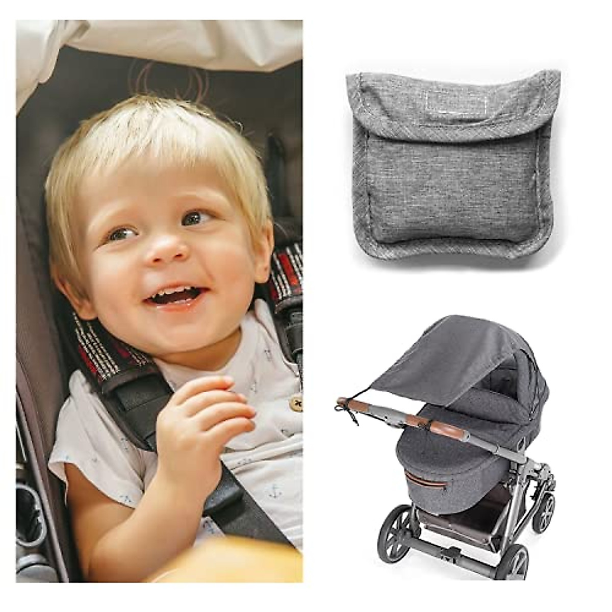 1 Pcs Sun Shade for Stroller,Buggy Stroller Universal 50+ Anti-UV Sun Cover,for Buggy, Stroller and Carrycot,with 1 Pcs Storage Bag,Light Grey
