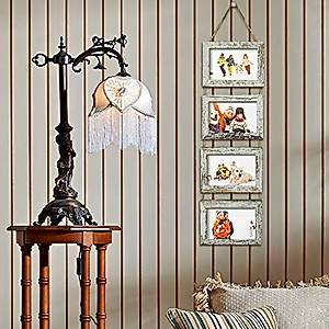 SESEAT 4x6 Wall Hanging Picture Frames Collage with 4 Opening Distressed White Frames
