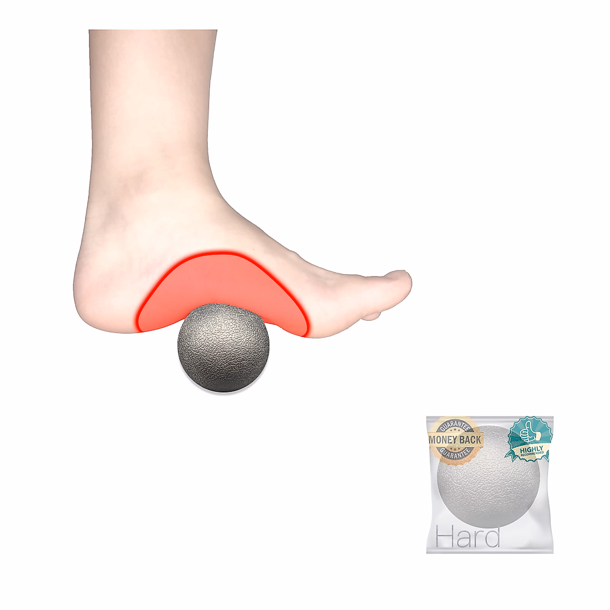 Comfyon Massage Lacrosse Ball for Myofascial Release, Deep-Tissue Massage, Sore Muscles, Trigger Point Therapy, Muscle Knots, Targeted Foot Pain Relief and Yoga Therapy