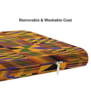 African Kente Cloth Ethnic Art Pattern Square Cushion Memory Foam Seat Pad Print Chair Cushion for Home Kitchen Office