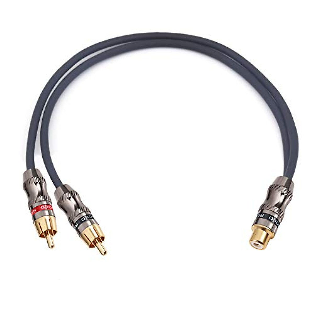 Devinal RCA/Phono Splitter Cable RCA Female to Dual Male Gold Plated Adapter, Stereo Audio Y-Cable Heavy Duty (1 Female to 2 Male) 10"(25 cm)