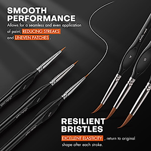 Detail Paint Brushes Set 10pcs Miniature Brushes for Fine Detailing & Art Painting - Acrylic, Watercolor,Oil,Models, Warhammer 40k.