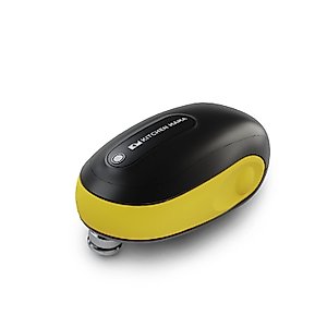 Kitchen Mama One-To-Go Electric Can Opener: Open Cans with One Press- Auto Detect Any Can Shapes, Auto-Stop As Task Completes, Smooth Edge, Handy with Lid Lift, Battery Operated Can Opener (Yellow)