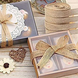 6 Roll Natural Burlap Fabric Burlap Ribbons Roll, Natural Burlap Wedding Ribbon Decorative Burlap Fabric for Wedding DIY Crafts Burlap Bows Gift Wrapping Home Decor, 0.8inch 32.8Ft Each Roll
