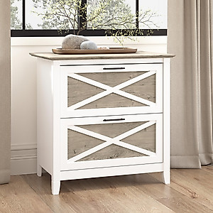 Bush Furniture Key West Lateral File Cabinet, Modern Farmhouse 2 Drawer File Cabinet for Home Office