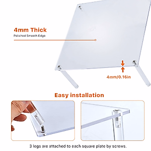 3 Pcs Square Acrylic Cake Stands, Akamino Reusable Round Cupcake Holder for Dessert Cake Pizza, Display Stand Party Serving Platter for Christmas Wedding Birthday Baby Shower Tea Party