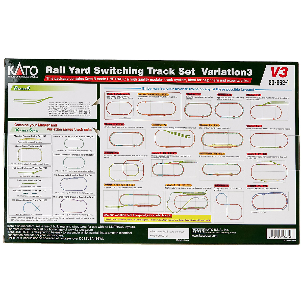 Kato USA Model Train Products V3 UNITRACK Rail Yard Switching Set