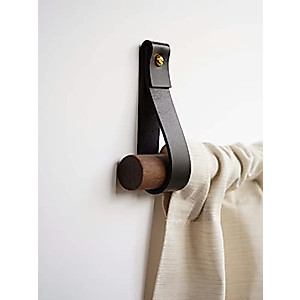 KEYAIIRA - Curtain rod holder leather curtain rod bracket holders leather loop strap for wall boho pole hanger wall blanket display farm house style