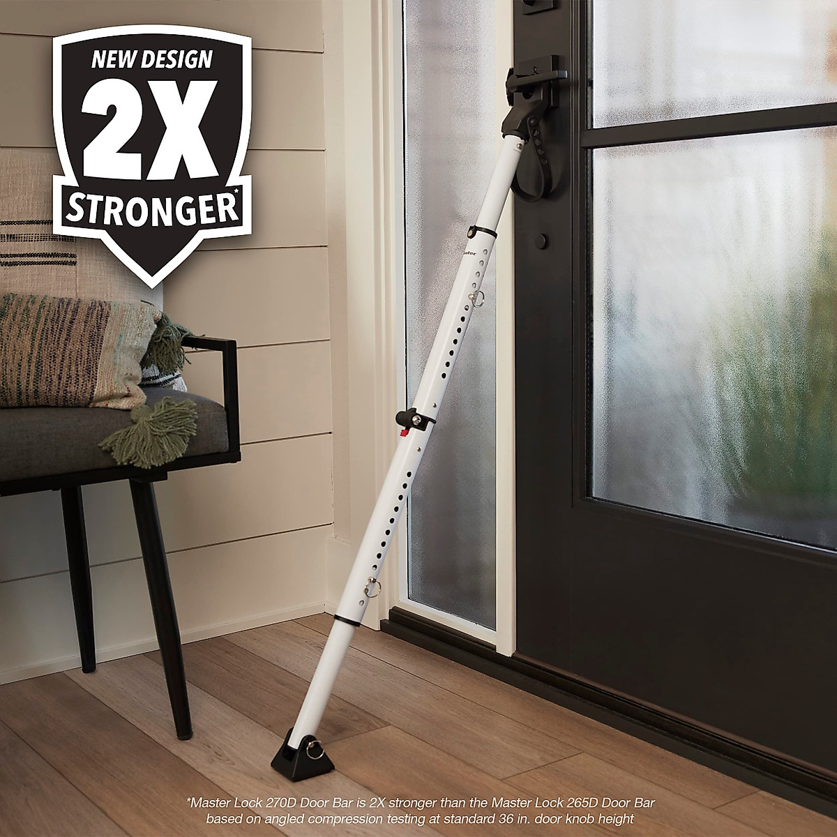 Master Lock Door Security Bar, Home Security Door Stopper, Adjustable from 27-1/2 in. to 42 in., Door Security for Sliding Doors and Front Doors, 265EC