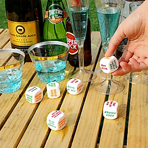 Hanaive 6 Pcs Party Drinking Bar Dice Game Resha Roulette Drinking Games Bachelorette Party Game for Adults White Elephant Gift Wedding Graduation Birthday (Acrylic, Basic Style)