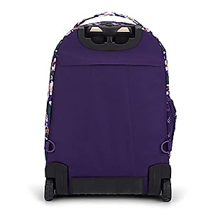 JanSport Driver 8 Rolling Backpack and Computer Bag, Purple Petals - Durable Laptop Backpack with Wheels, Tuckaway Straps, 15-inch Laptop Sleeve - Premium Bag Rucksack