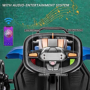 PRIME CLUB Electric Go Kart Kids Ride on Car 24V Ride on Toys Pedal Drift Cart with 2 Speeds,Sound System,LED Light,Racing Flag ,Christmas Birthday Gifts for 6+ Boys Girls