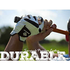 Bionic Gloves –Men’s StableGrip Golf Glove W/Patented Natural Fit Technology Made from Long Lasting, Durable Genuine Cabretta Leather, White, Large