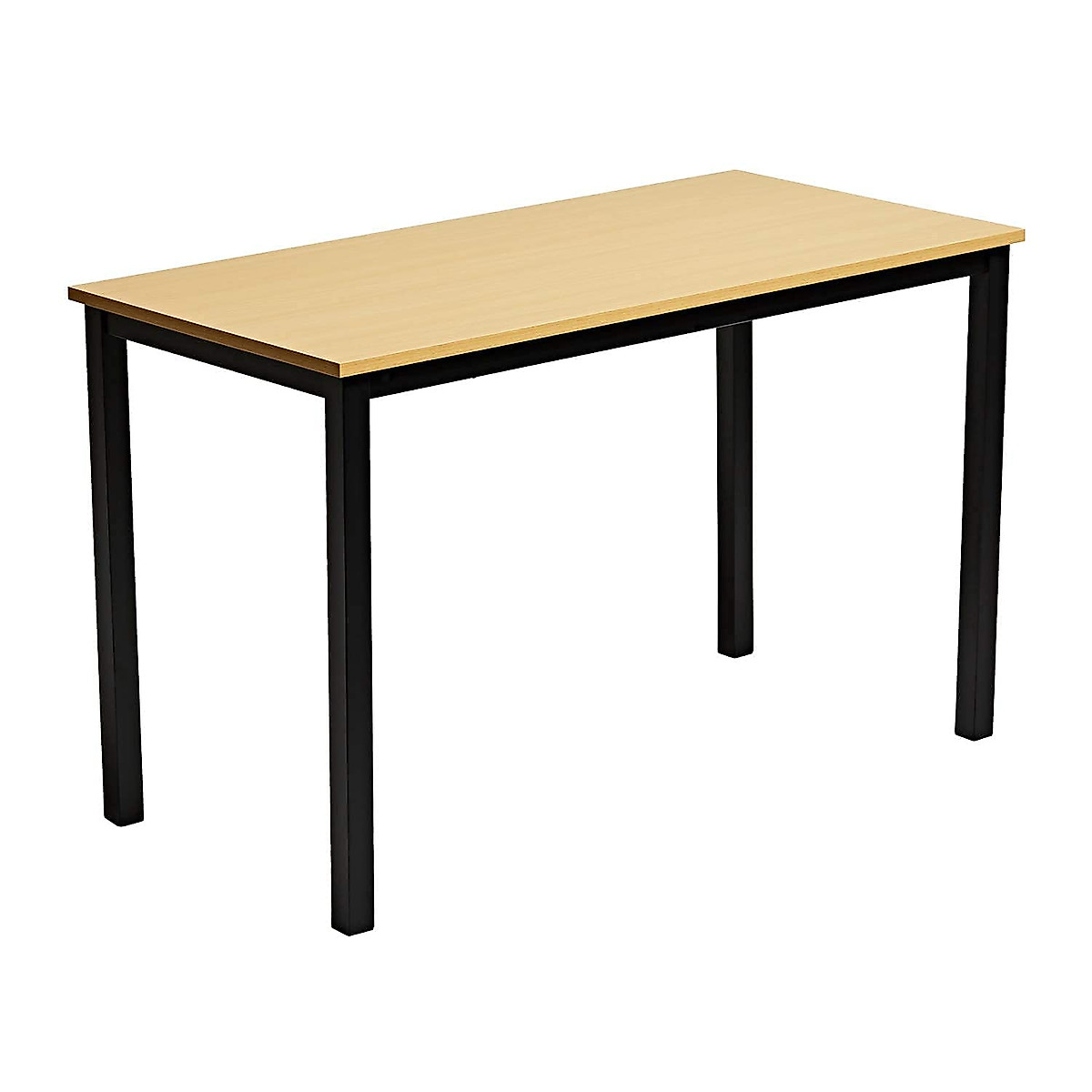 USHOW Computer Desk 47 inches Large Size Desk Writing Desk,Modern Simple Style PC Table,Black Metal Frame for Home Office,Sandalwood