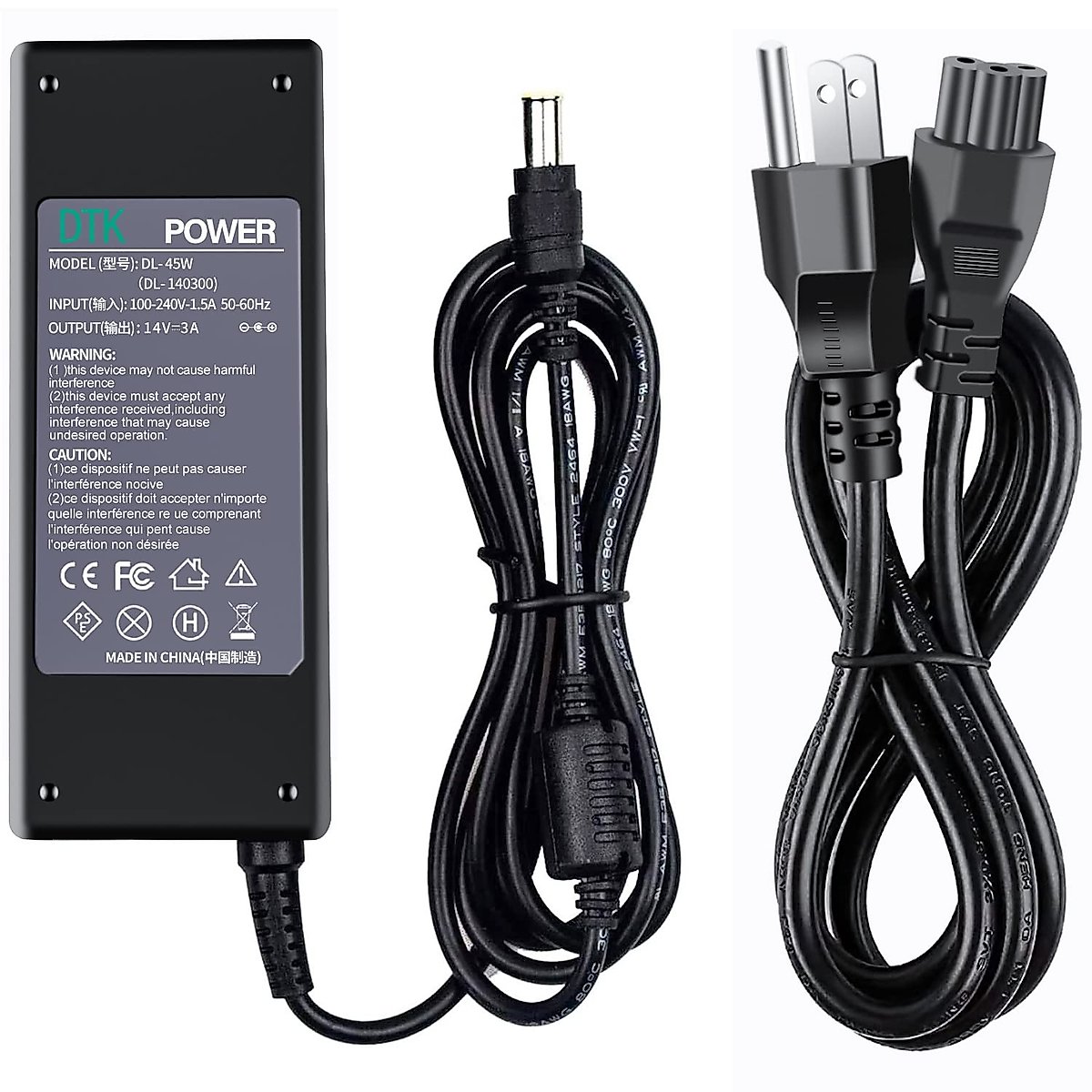 DTK 42W 14V 3A AC Adapter Charger for Samsung SyncMaster S22A300B S20A350B LTM1555 LCD TFT Monitor Power Supply Cord Connector Size 6.5 x 4.4 mm