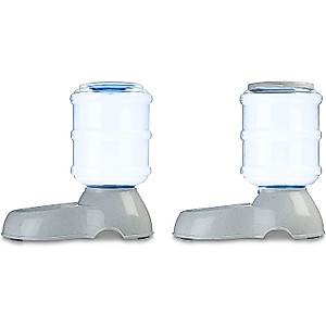 Amazon Basics Automatic Dog Cat Water Dispenser Gravity Feeder Set, Small, 6-Pound Food Capacity, 1-Gallon, Gray