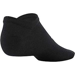 Under Armour Adult Essential Lite No Show Socks, 6-Pairs , Black , Medium