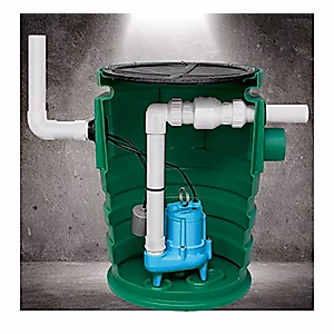 Little Giant WCR-9SS 115 Volt, 4/10 HP, 4800 GPH Sewage/Effluent/Wastewater Collection and Removal System, Steel Cover, Green/Blue, 509082