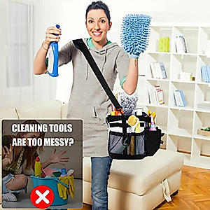 JIERIZSHI Large Wearable Cleaning Caddy Bag with Handle, Portable Organizer Cleaning Supplies Organizer Bag with Shoulder & Waist Straps for Travel Bedroom Bathroom Organizer Sky Blue