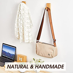 8 Pieces Wood Wall Hooks Hat Rack Decorative Wooden Coat Hooks Wall Mounted Heavy Duty Beech Coat Hangers for Wall Single Adhesive Backpack Hanger for Bathroom Hanging Hat Towel Key, Rectangle, 30lbs