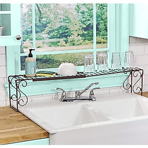 Kovot Expandable Over The Sink Shelf Extends in length from 24.5" to 40.75" | Add additional storage for soaps, cleansers, sponges and more 8.5" H x 5.75" D (Bronze)