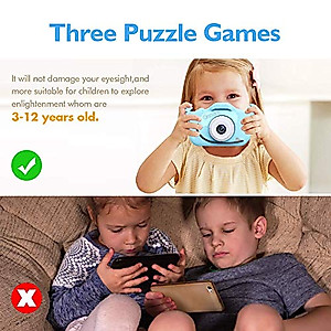 Kids Camera, Christmas Birthday Festival Gifts for Girls or Boys Aged 3-12 Years Old, Kids Digital Camera for Kids Selfie with Video, HD Digital Video Camera Toys for Girls with 32GB SD Card (Blue)