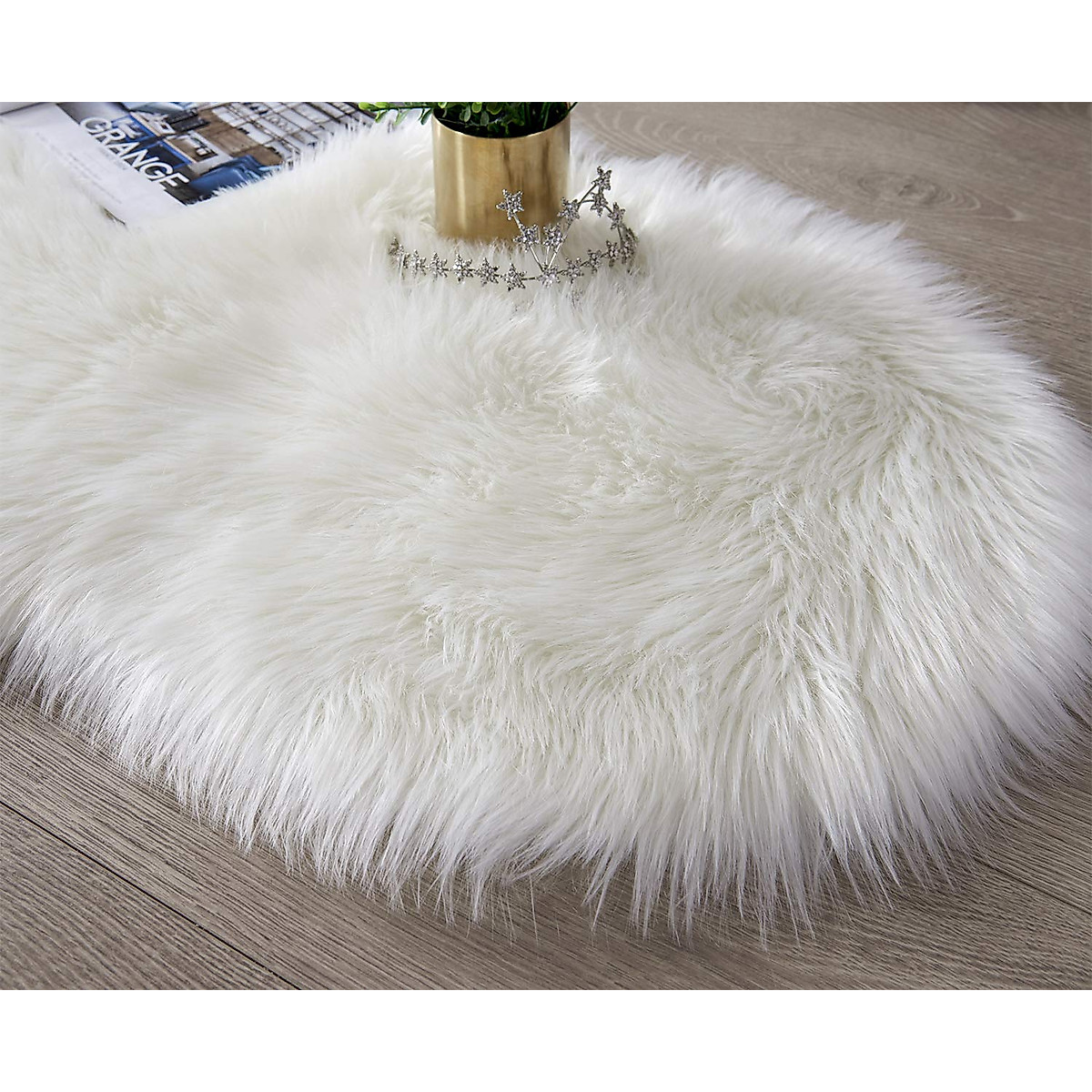 SERISSA Ultra Soft Fluffy Rug White Faux Sheepskin Fur Area Rug Shaggy Couch Cover Seat Cushion Furry Carpet Beside Rugs for Bedroom Floor Sofa Living Room Runner 2x6 Feet White