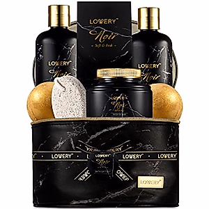 Gifts For Him, Bath Gift Baskets for Men Boyfriend Dad, Noir Mens Spa Gift Baskets Birthday Gifts for Men, Bath and Body Self Care - Bubble Bath, Bath Bombs More, Pampering Set