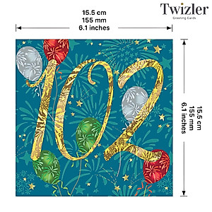 Twizler 102nd Birthday Card - 102nd Year Old Card - Age 102 Birthday Card - Unisex 102nd Birthday Card for Him Her Female Male - Happy Birthday Card Age for Mom Dad Grandad Nan Brother Sister Friend