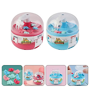 Toyvian 2Pcs Mini Claw Machine Toys for Kids with Mini Dinosaur Figures Claw Machine Prizes, Mini Stuff Things That Actually Work, Mini Arcade Game Miniature Novelty Toys for 3+ Year Old Boys Girls