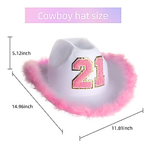 JUSTOTRY 21st Birthday Pink Cowboy Hat - 21ST Birth day Outfit Gifts for Women Cowgirl Hats with Wide Brime for 21st Birthday Decorations