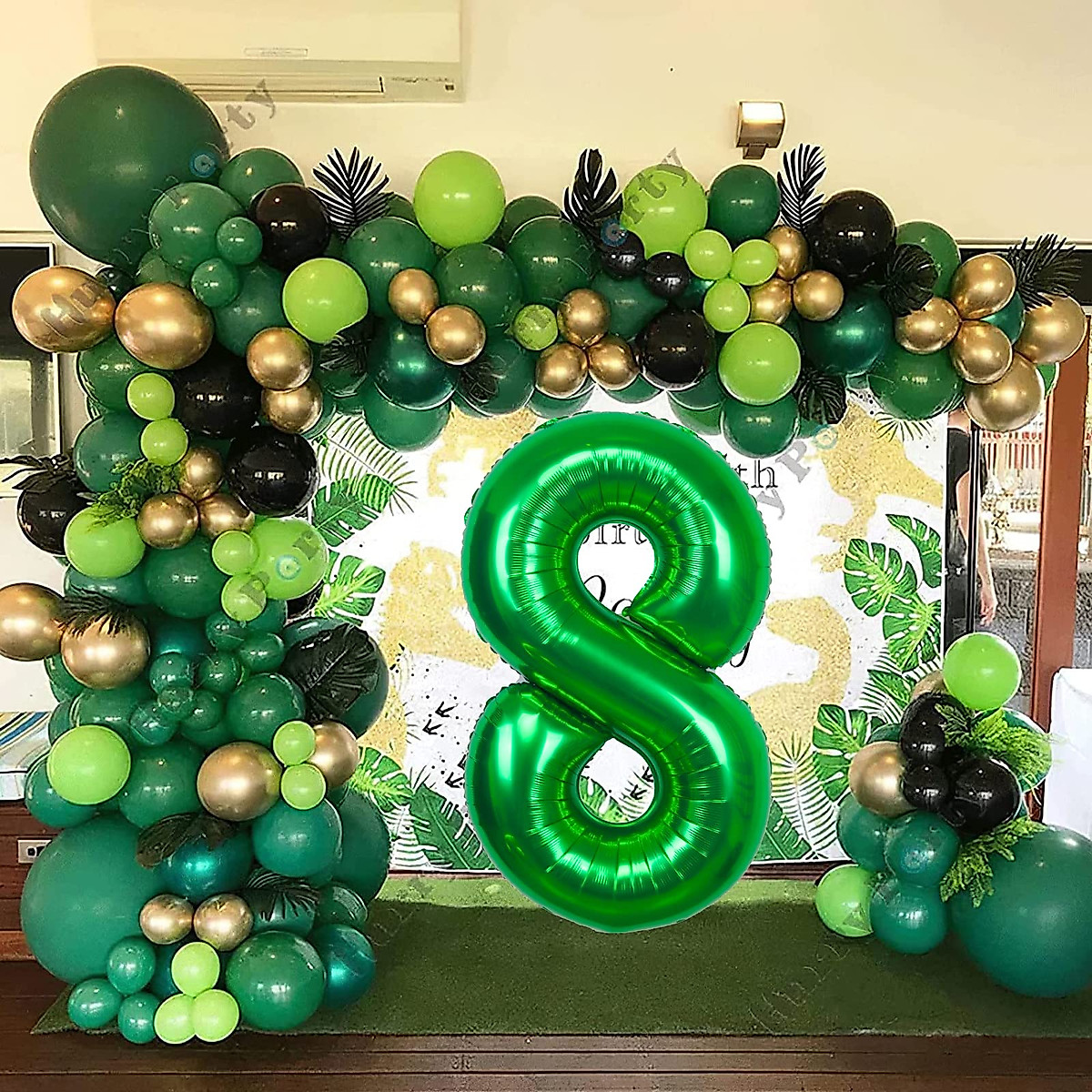 40 Inch Giant Green Number 8 Balloon, Helium Mylar Foil Number Balloons for Birthday Party, 8th Birthday Decorations for Kids, Anniversary Party Decorations Supplies (Green Number 8)