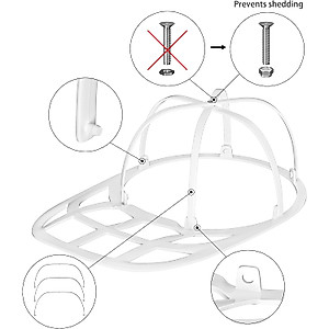 LONGD Hat Washer Cage for Baseball Caps, Sturdy Cleaning Protector with Frame Cage and Laundry Bag, Washing Machine Safe Hat Cleaner and Organizer, Suitable for Adult and Kids' Caps - 1-Pack,White