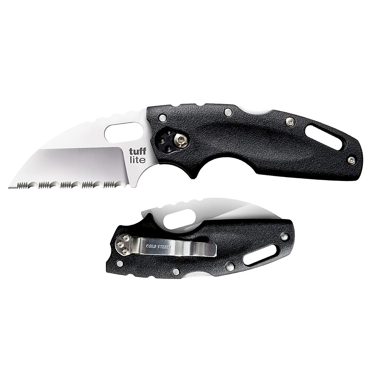 Cold Steel Tuff Lite 2.5" AUS8A Sheepsfoot Razor-Sharp Serrated Blade 3.5" Griv-Ex Handle Everyday Carry Pocket Folding Knife w/Tri-Ad Lock