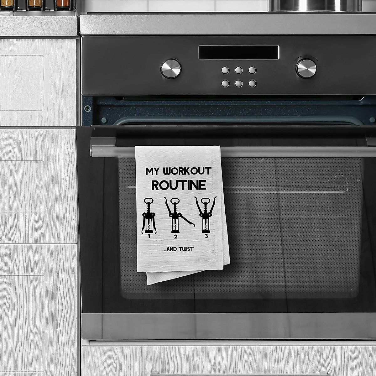 APRON DADDY Funny Kitchen Towels - My Wine Workout Routine, Decorative Dish Towels with Sayings, Funny Housewarming Gift - Multi-Use Cute Kitchen Dish Towel, 16 by 25 inch, 100% Cotton