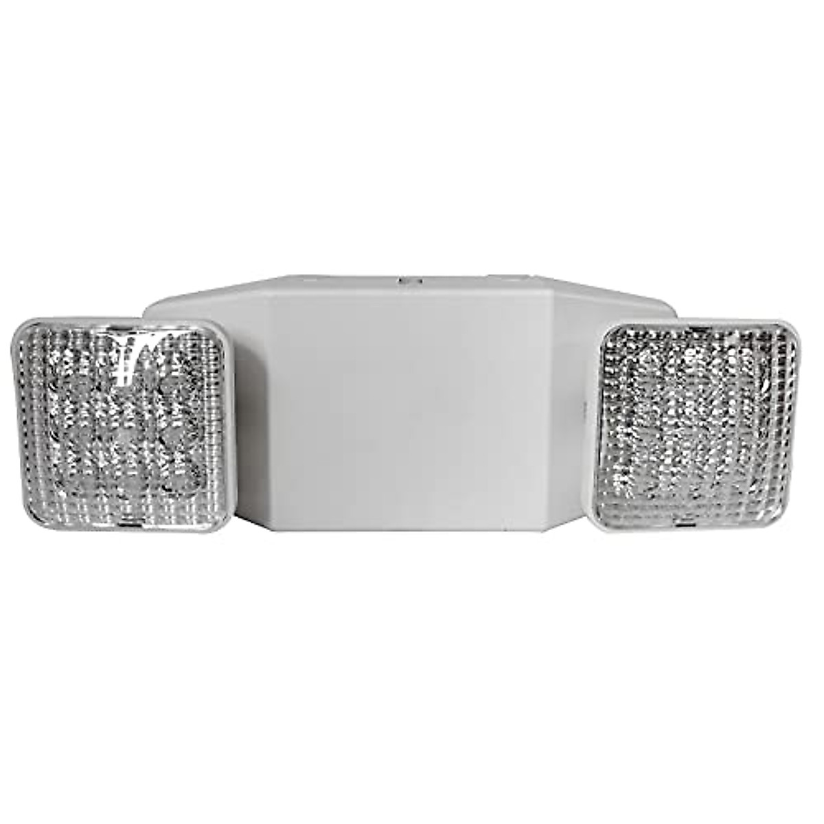 Garrini LED Emergency Light Emergency Light Combo Rectangular Adjustable Dual Heads 2 Heads UL Certified GM6 for Apartments Hotels Hospitals Offices (White)