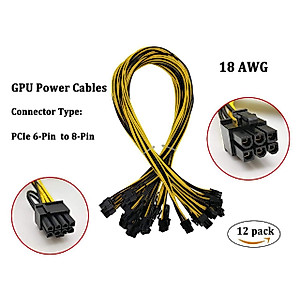 Tekit Ethereum Mining ETH ZEC LTC 1200W/750W Server PSU Power Supply Unit to GPU Breakout Board Adapter + 12pcs 6-Pin PCIe to (6+2Pin) PCIe Graphics Card Power Cables (GPU Breakout Board+12PCS Cable)