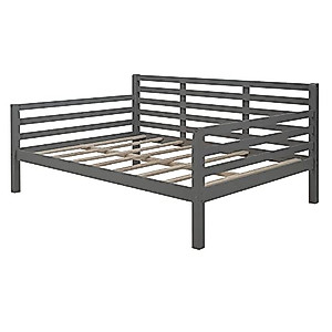 LXBB Wooden Full Size Daybed with Clean Lines,Multi-Functional Sofa Bed Frame with Wood Slat Support for Kids Teens Girls Boys, Bedroom Guest Room,No Spring Box Needed (Full, Gray), Grey