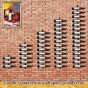 YALINKA Wall Mounted Wine Rack Holds 12 Bottles, Adjustable Separable Black Metal Hanging Wine Bottle Holder Holds 6 Bottles, Liquor Bottle Display Shelf for Kitchen Pantry Bar Wine Cellar