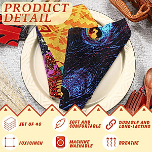 Mixweer 40 Pcs 10 x 10 Inch African Print Fabric Indian Cotton Fabric Indian Block Print Fabric Squares Vintage Multicolor Ethnic Style Decorative Fabric for Quilting Sewing Patchwork DIY Craft