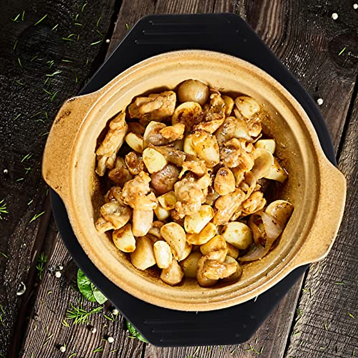 Home Decor Home Decoration 2Pcs Melamine Korean Cooking Stone Bowl Trivet Dolsot Ttukbaegi Stone Bowl Tray Hot Pot Mat for Bibimbap Korean Food and Soup 23.5X20X2.5CM Home Decor Plastic Tray