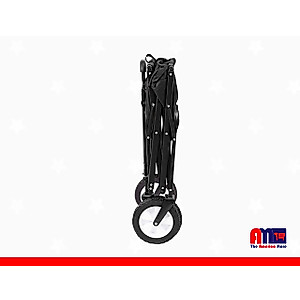 AM The America Store - Collapsible Foldable Wagon, Beach Cart Large Capacity, Heavy Duty Folding Wagon Portable, Collapsible Wagon for Sports, Shopping, Camping (Black)