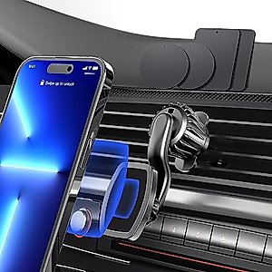 iFunyLED Magnetic Car Phone Holder Mount, Upgraded Clip Car Cell Phone Holder, 360° Strong Magnet Phone Holder for Car, Phone Mount for Car Vent Compatible with iPhone, Samsung, Smartphones, Tablets