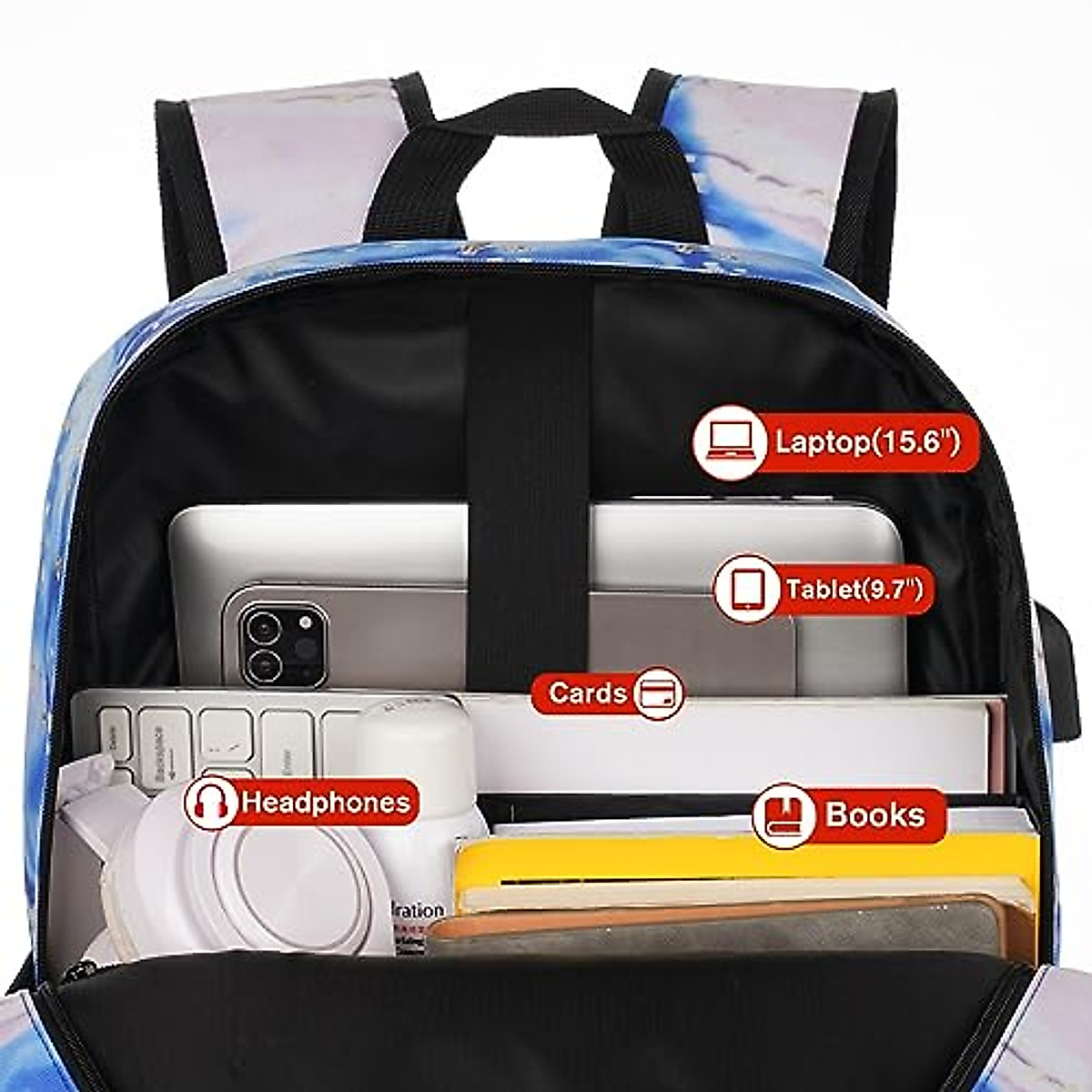 YAMTION School Backpack,Classic Cute Bookbag Men and Teen Boy Schoolbag with USB Charging Port for High School College Office Work Travel